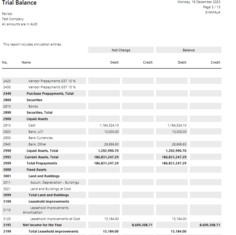 Run a trial balance